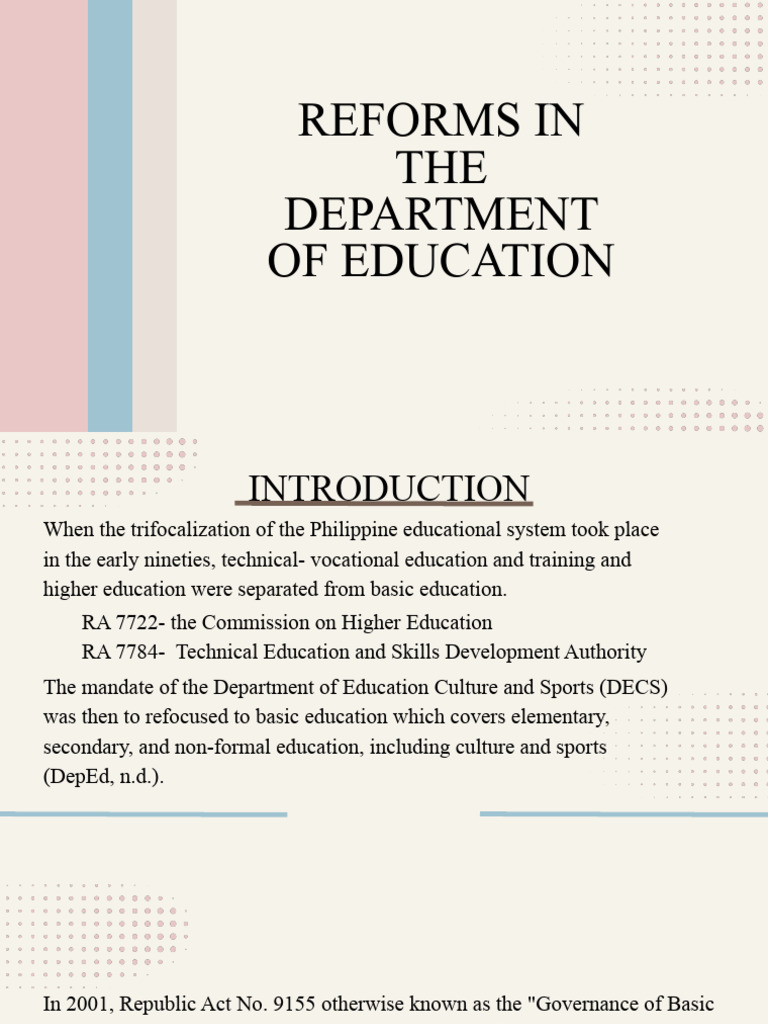 Reforms in Philippine Basic Education | PDF | Kindergarten | Curriculum