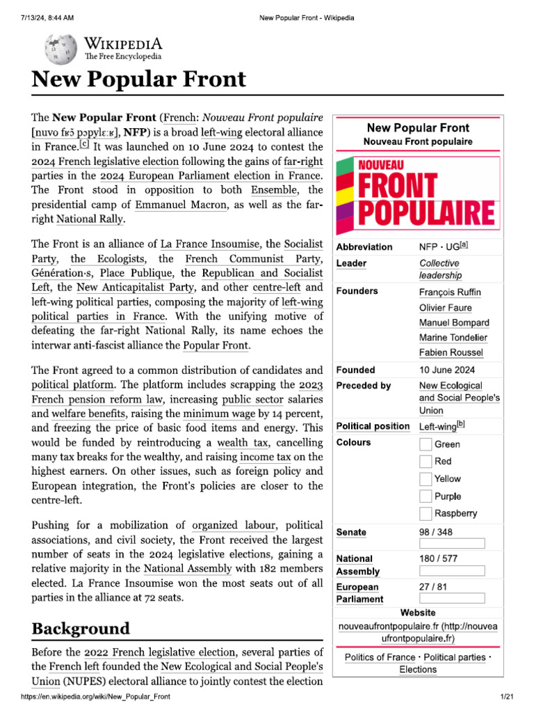French New Popular Front | PDF
