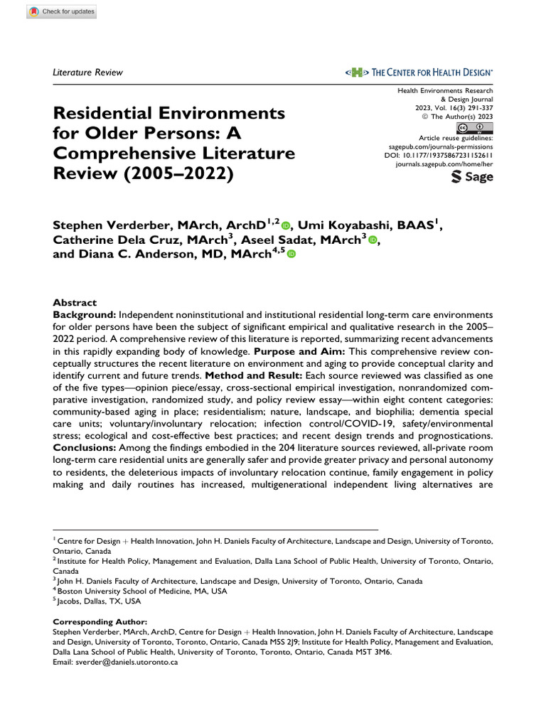 Verderber Et Al 2023 Residential Environments For Older Persons A ... Verderber Et Al 2023 Residential Environments For Older Persons A ...