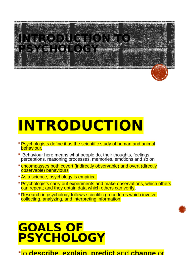 Introduction to Psychology Overview | PDF | Psychology | Cognition