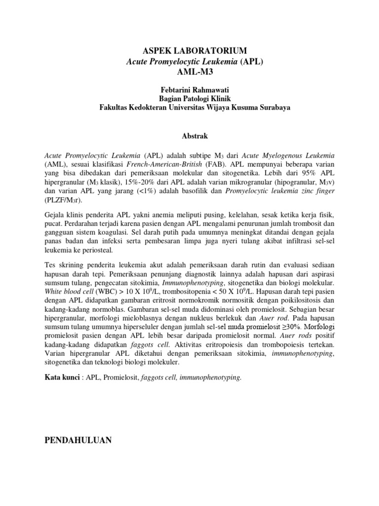 Morfologi dan Diagnosis APL M3 | PDF | Sains & Matematika