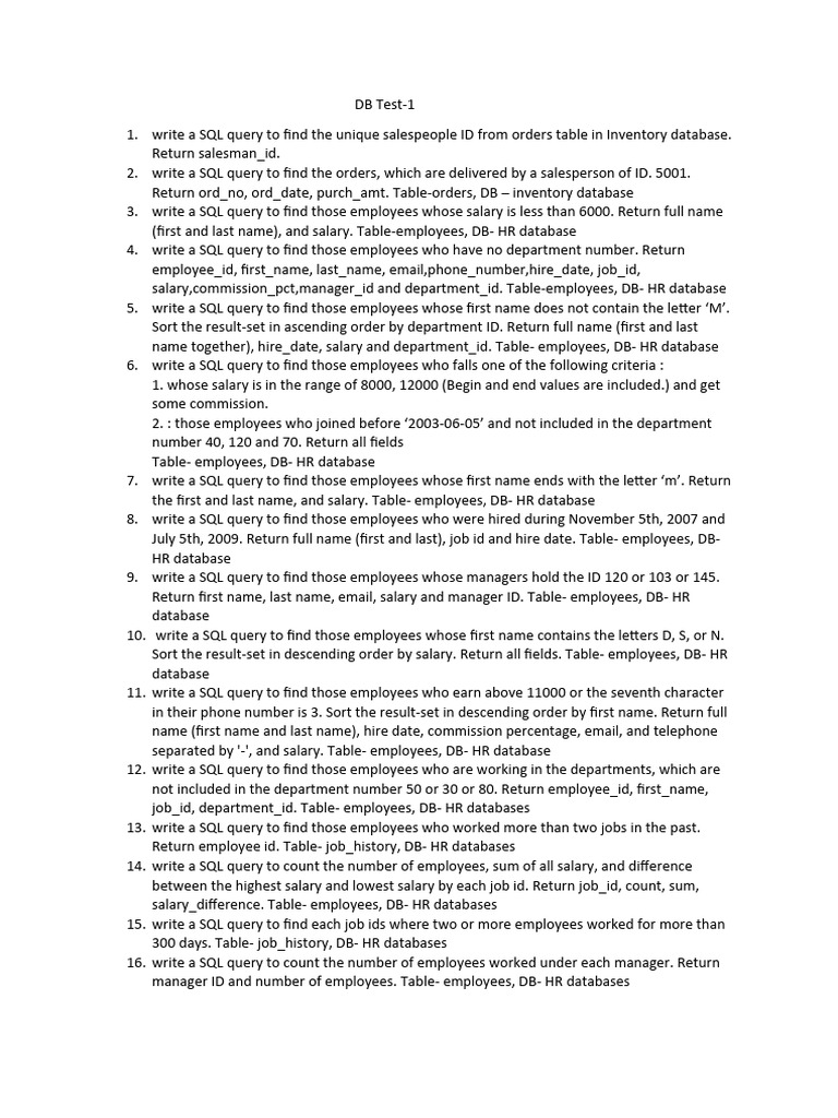 SQL Queries for Employee and Sales Data | PDF | Databases | Table ...