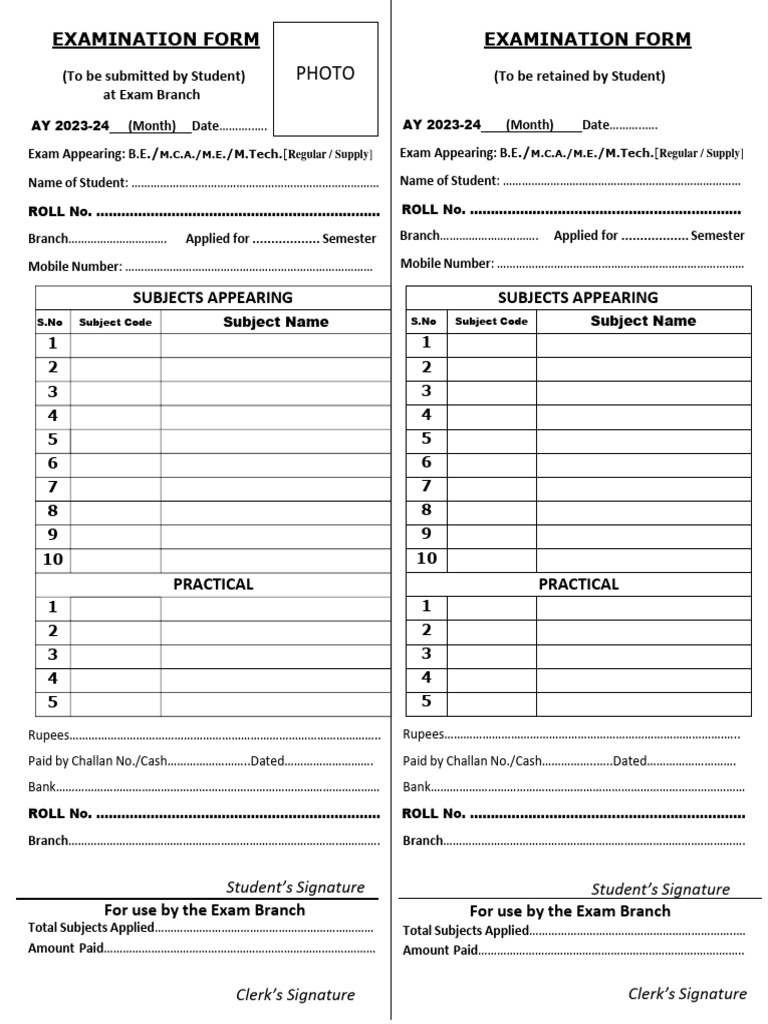 Examination Application Form 2023 24 | PDF | Qualifications ...