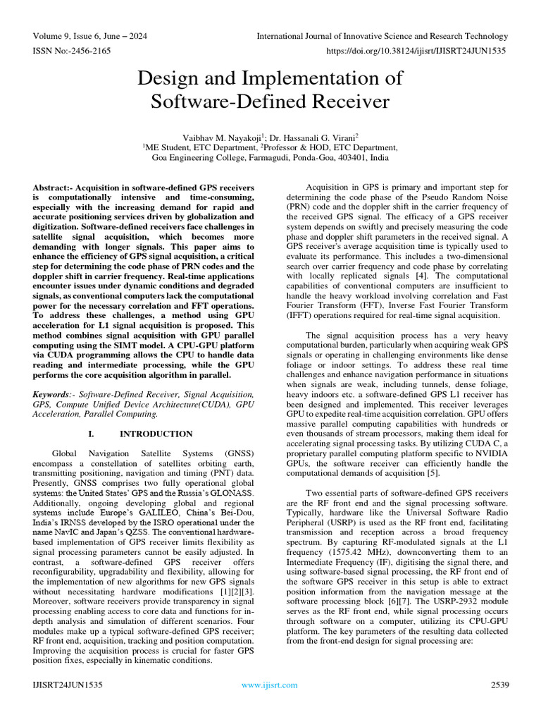 Design And Implementation Of Software Defined Receiver Pdf Parallel Computing Global