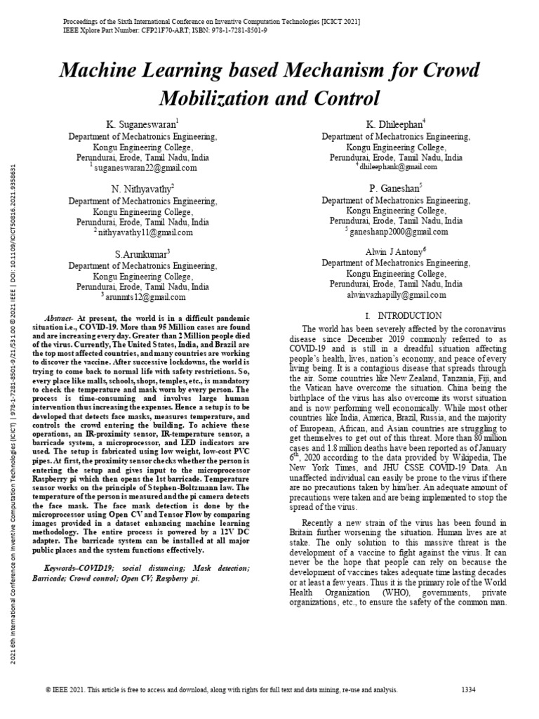 Machine Learning Based Mechanism For Crowd Mobilization and 5d0grsjvln ...