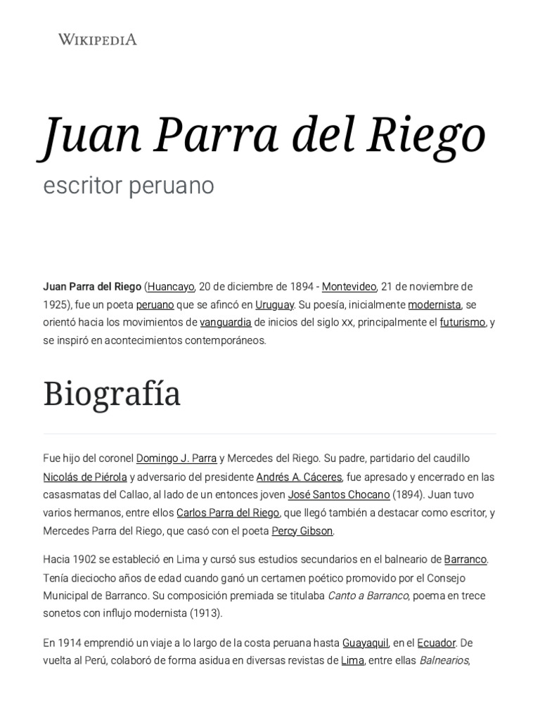 Juan Parra Del Riego - Wikipedia, La Enciclopedia Libre | PDF
