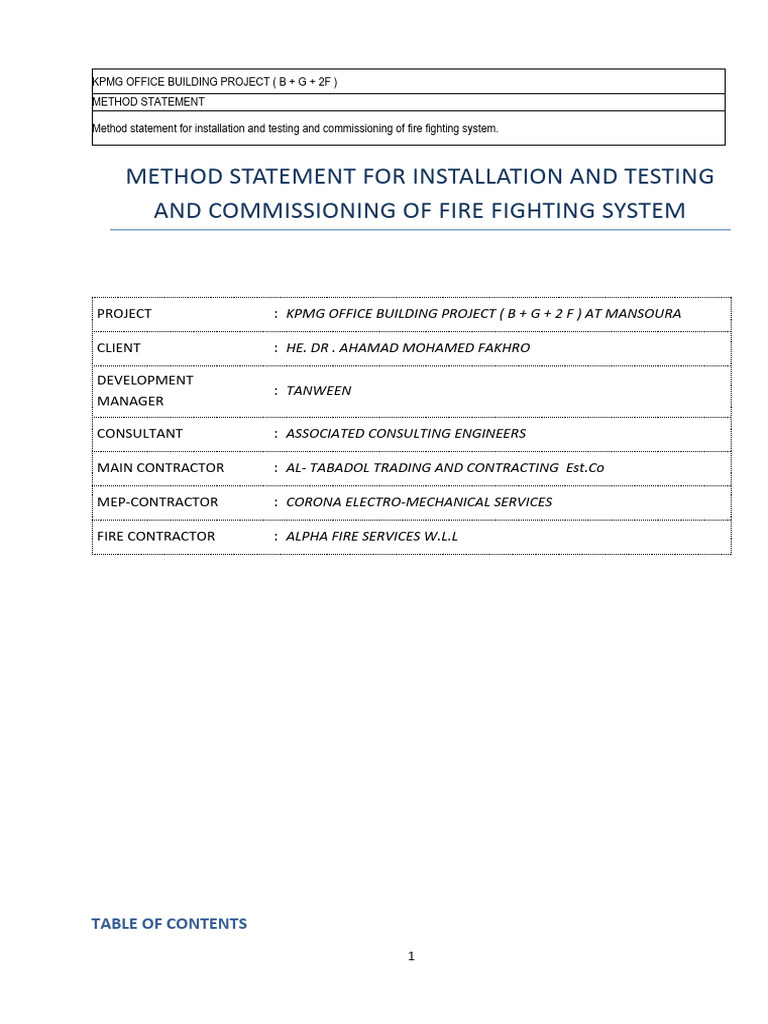 Method of Statement KPMG Final | PDF | Pump | Pipe (Fluid Conveyance)