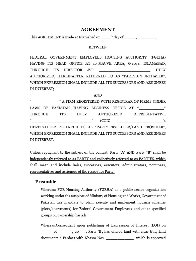FGEHA Land Transfer Agreement | PDF | Arbitration | Indemnity