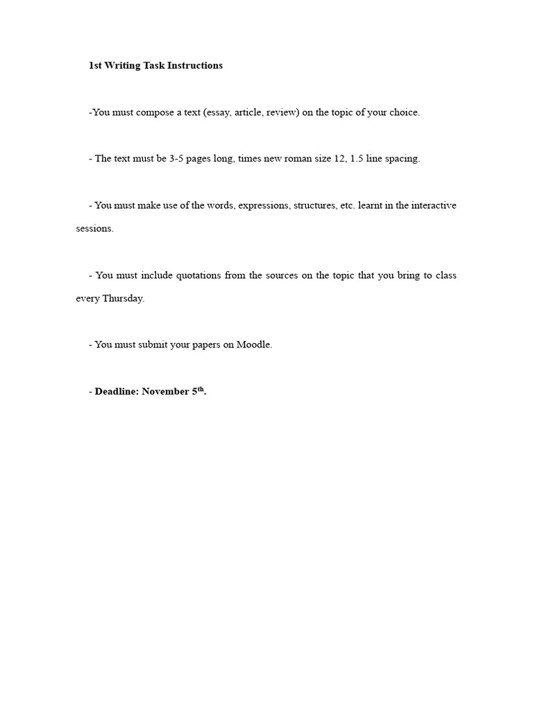1st Writing Task Instructions | PDF
