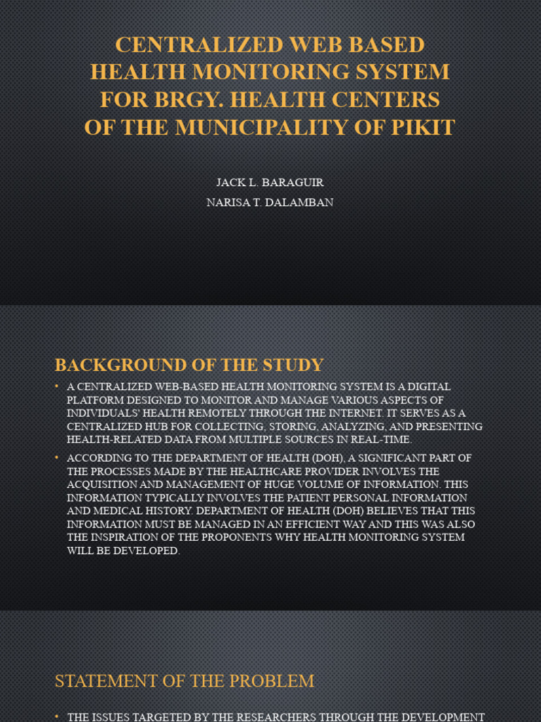 Centralized Web Based Health Monitoring System For Brgy | PDF | Health ...