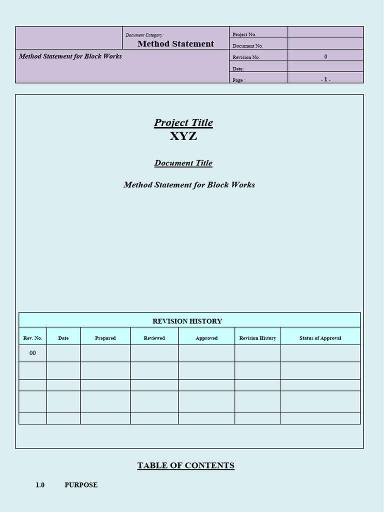 FM- Method Statement Form | Download Free PDF | Framing (Construction ...