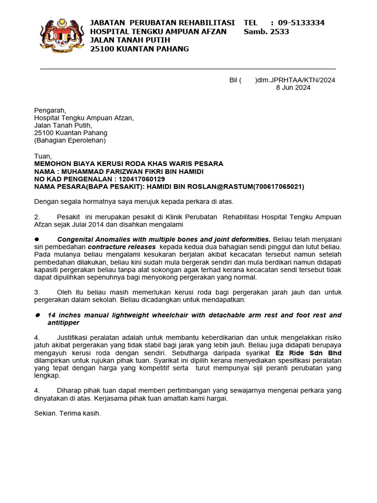 Surat Farizwan EP JPA | PDF