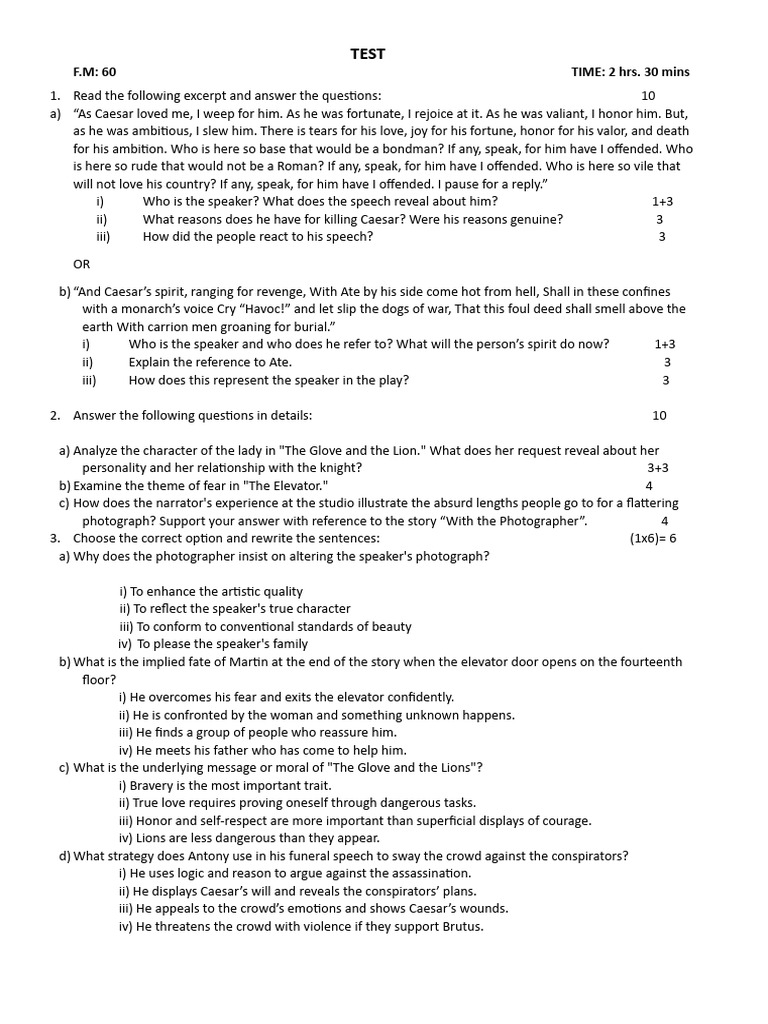 Read The Following Excerpt and Answer The Questions | PDF | Courage ...
