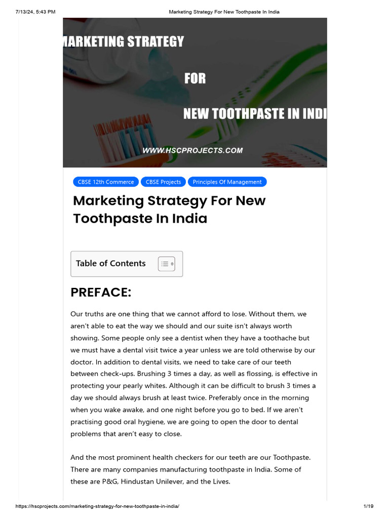 Marketing Strategy For New Toothpaste in India | PDF | Oral Hygiene ...