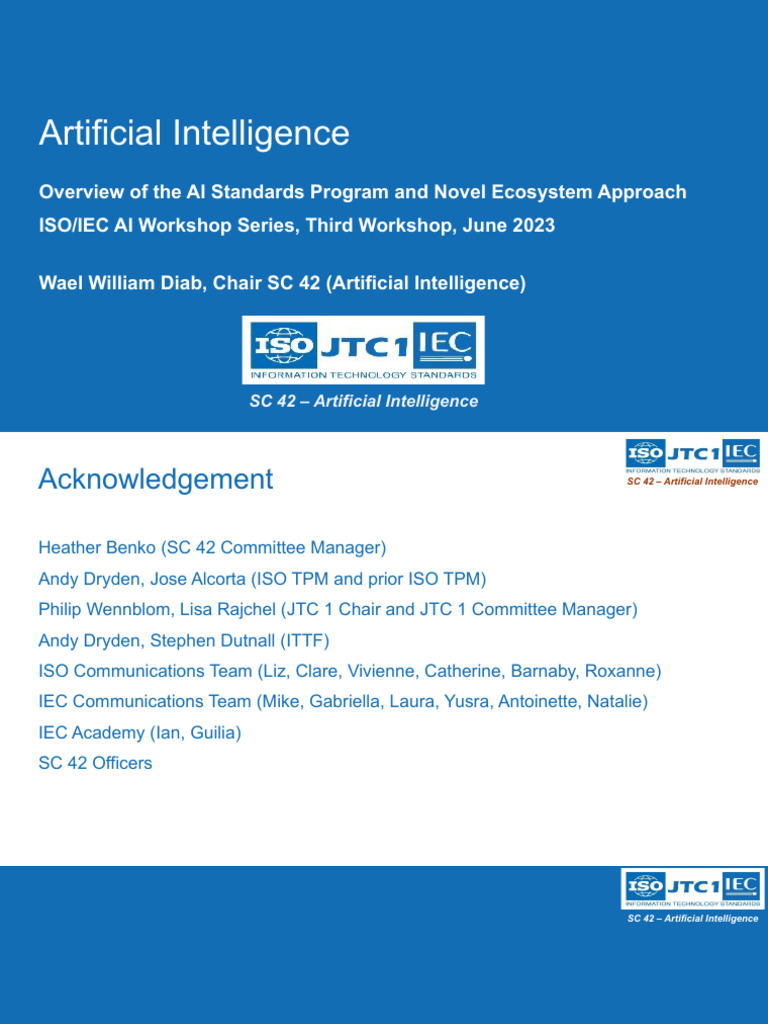 SC 42: Ecosystem Approach to AI Standards | PDF | Artificial ...