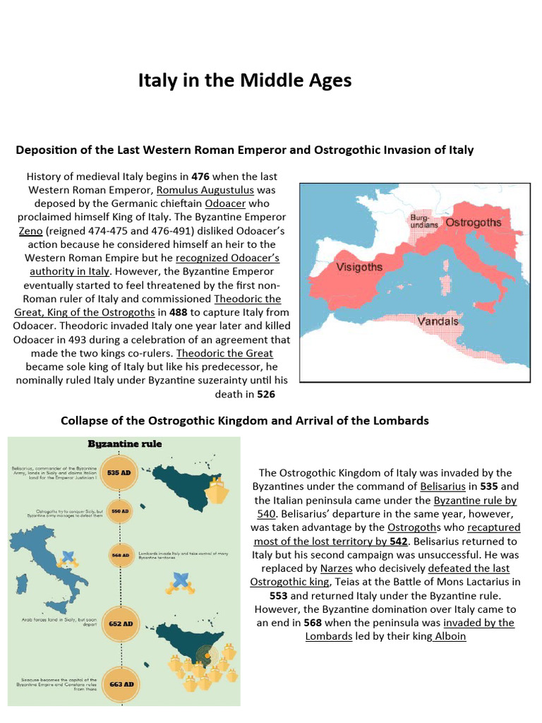 Medieval Italy: Key Historical Events | PDF | Former Monarchies Of ...