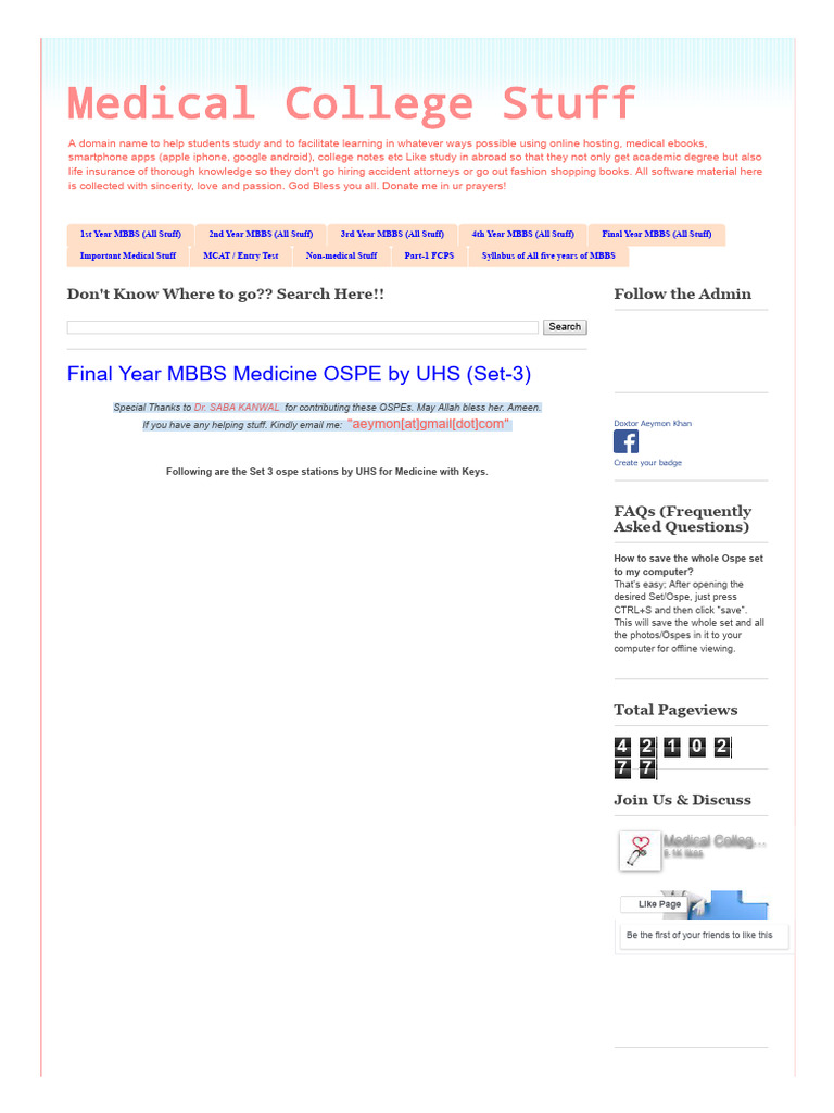 Final Year MBBS Medicine OSPE Set 3 | PDF