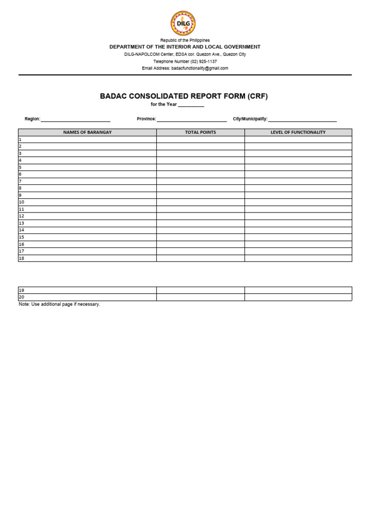 BADAC Consolidated Report Form Guide | PDF
