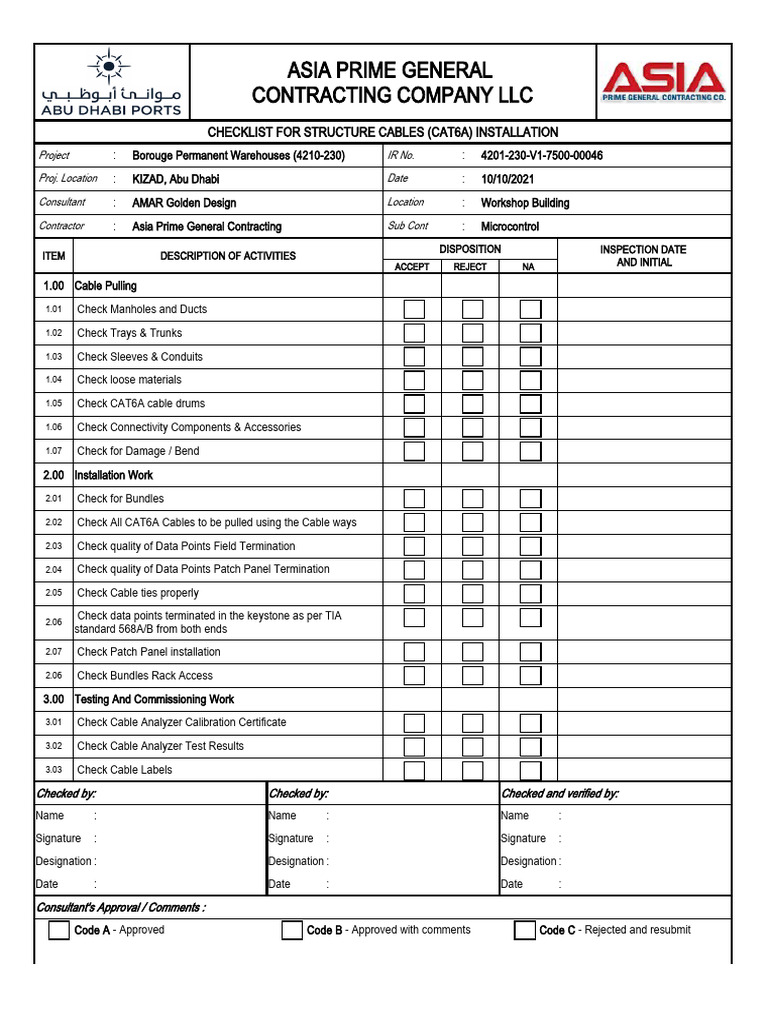 Asia Prime General Contracting Company LLC: Checklist For Structure ...