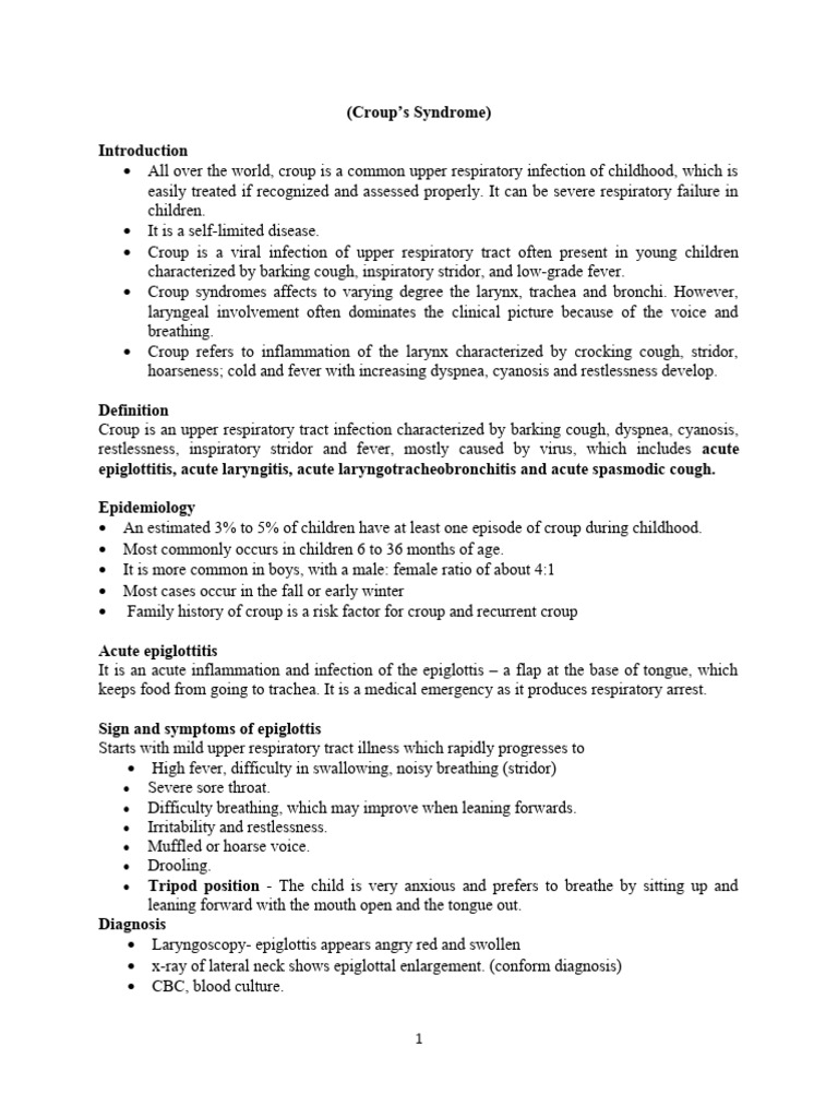 Croup Presentation Finaldocx | PDF | Clinical Medicine | Diseases And ...