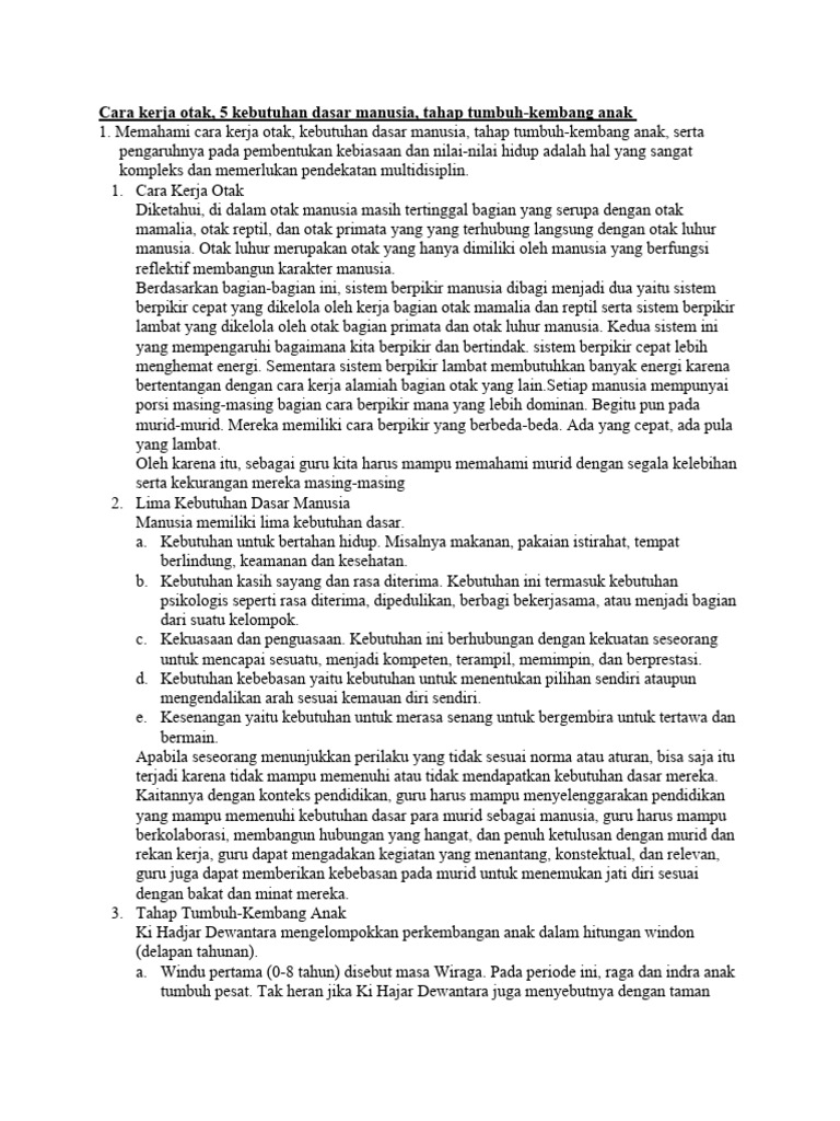 Cara Kerja Otak | PDF