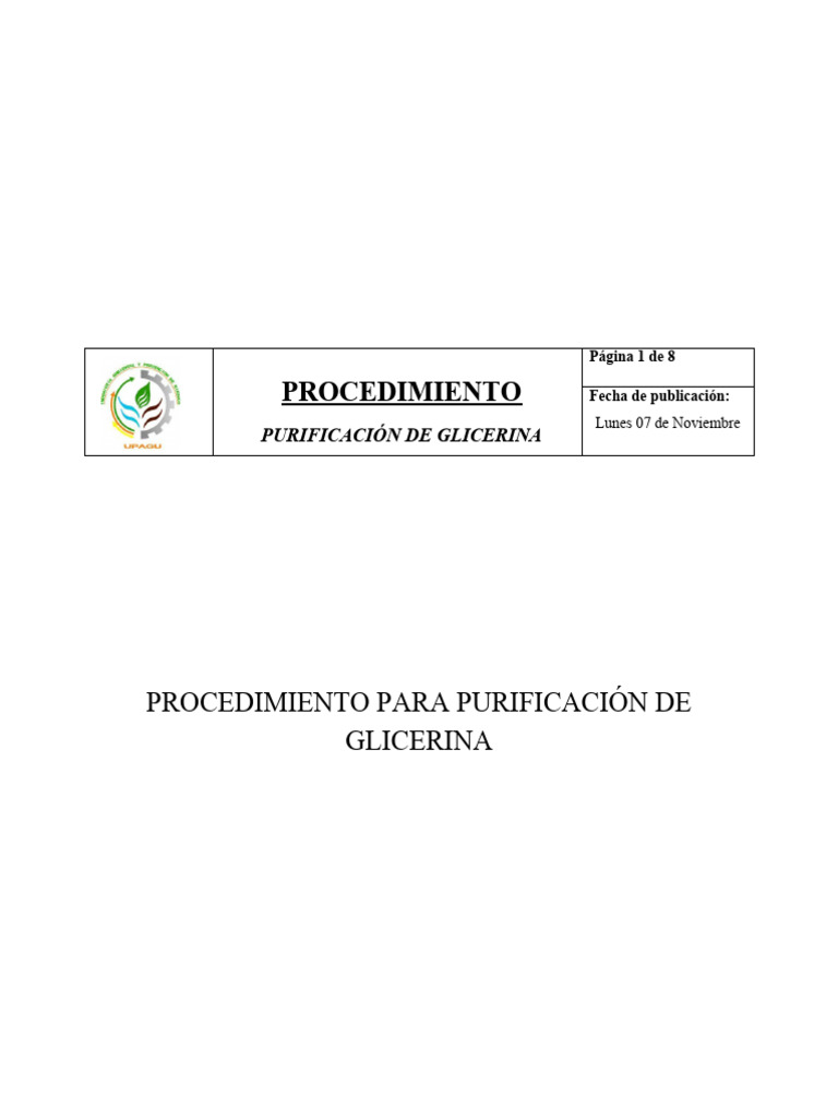 Procediemito Glicerina | PDF | Glicerol | Ph
