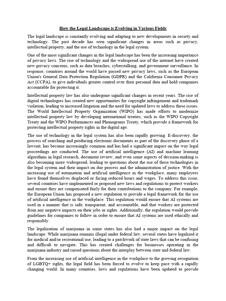 How The Legal Landscape Is Evolving in Various Fields | PDF | Climate ...