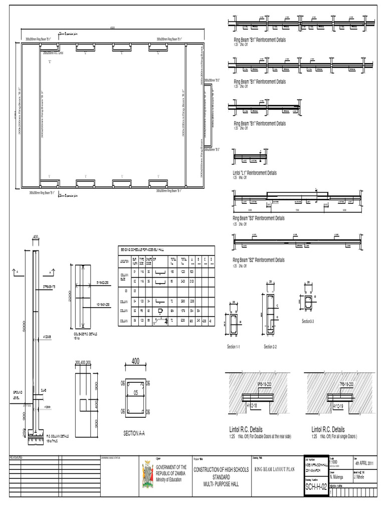 School Hall A1 TYPE - DWG rev20112-ENG | PDF | Beam (Structure ...