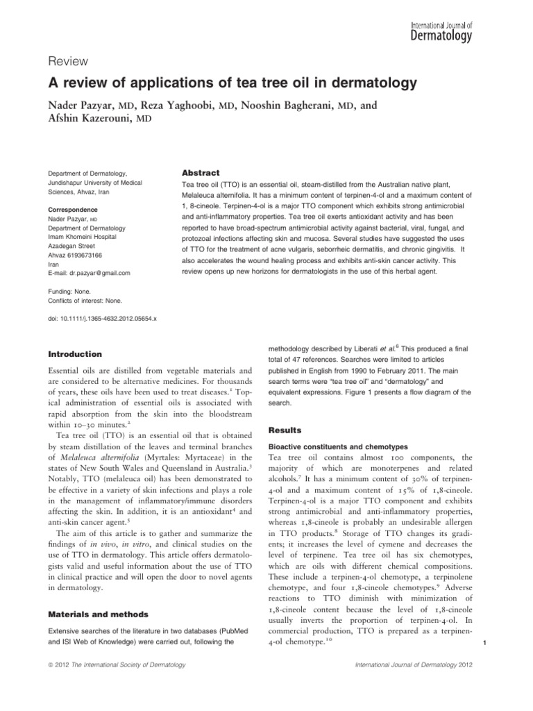 Pazyar2012 Tea Tree Oil | PDF | Topical Medication | Staphylococcus Aureus