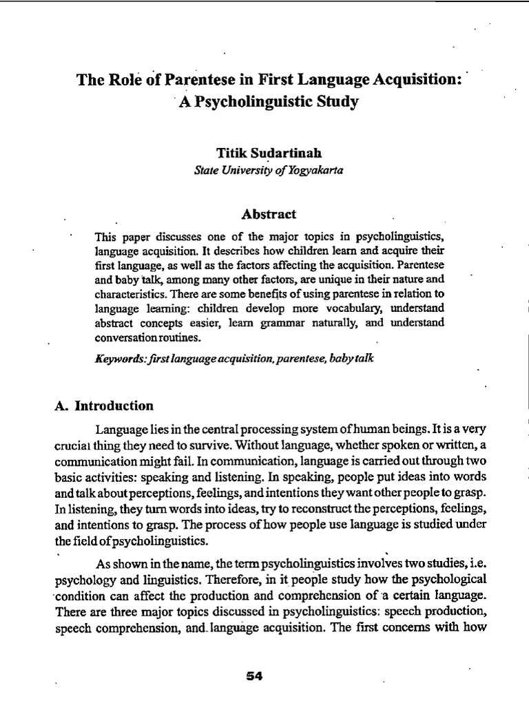 The Role of Parentese in First Language | PDF