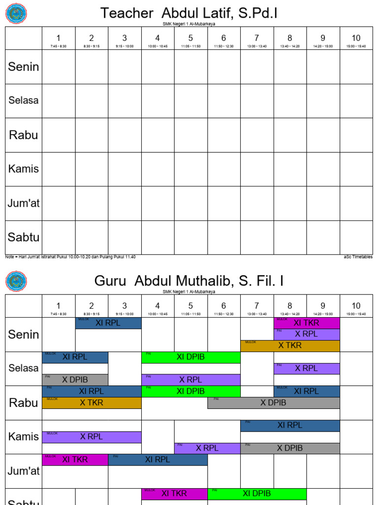 Jadwal Perguru | PDF
