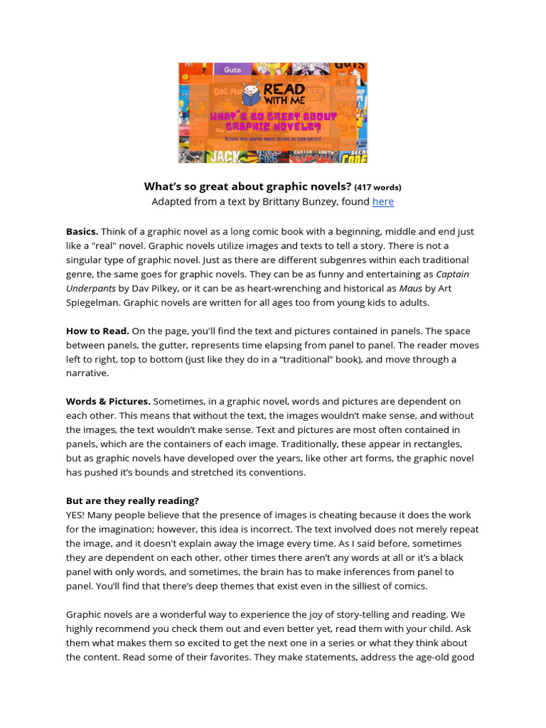 Understanding Graphic Novels Explained | PDF | Novels