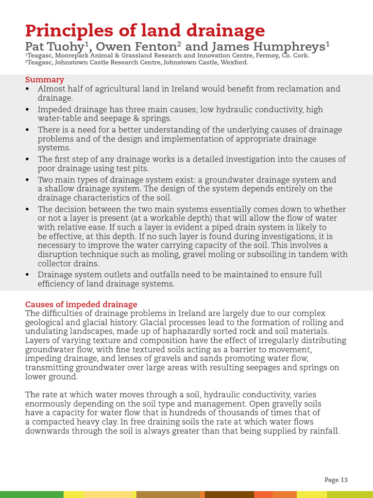 Principles of Land Drainage - Solohead - 12july2012 | PDF | Drainage ...