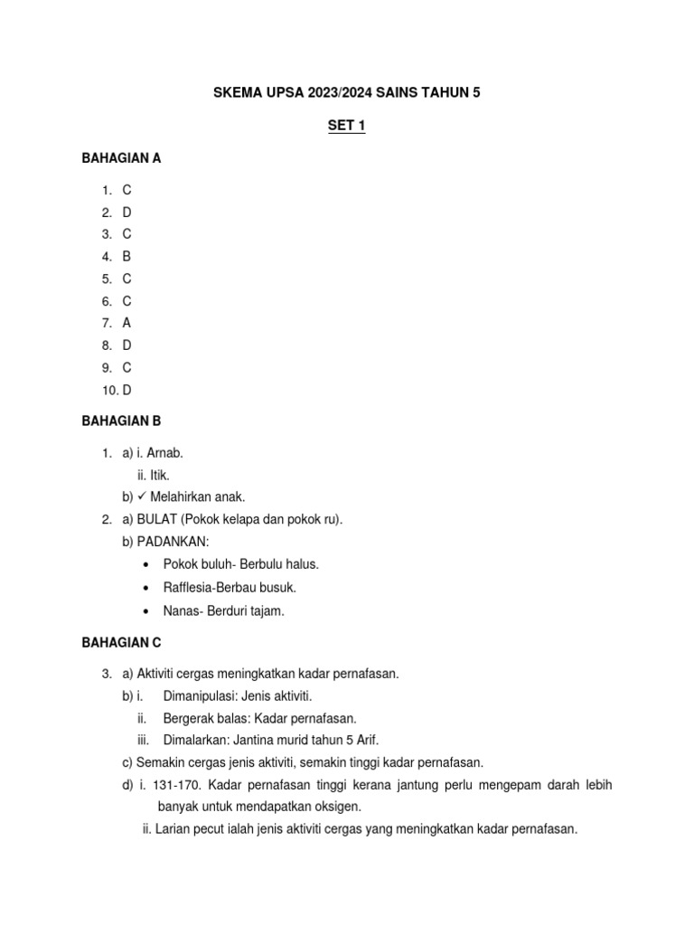 TP1485 - 2 Set Kertas Sains Tahun 5 Upsa Sesi 202320243 | PDF