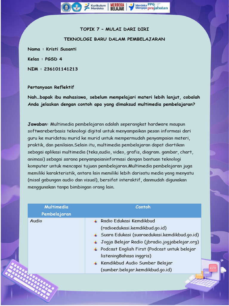 Kristi Susanti - Mulai Dari Diri - Topik 7 - TBPP | PDF | Komputer