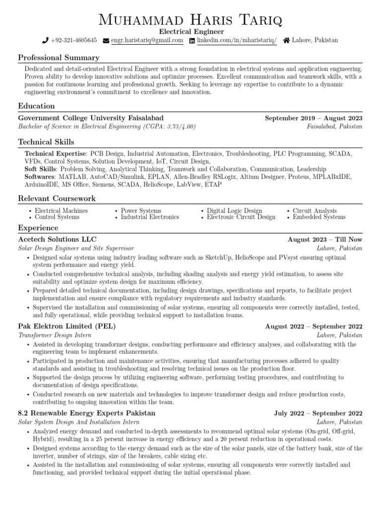 Haris Resume | PDF | Programmable Logic Controller | Engineering