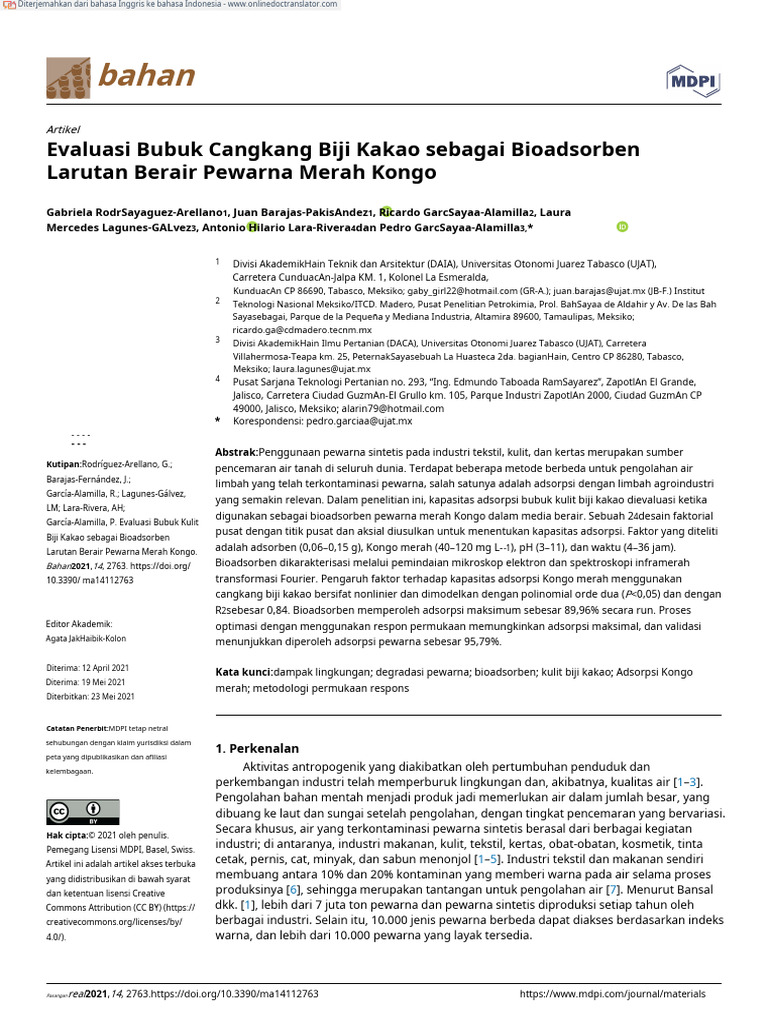 Bioadsorben Cangkang Kakao | PDF