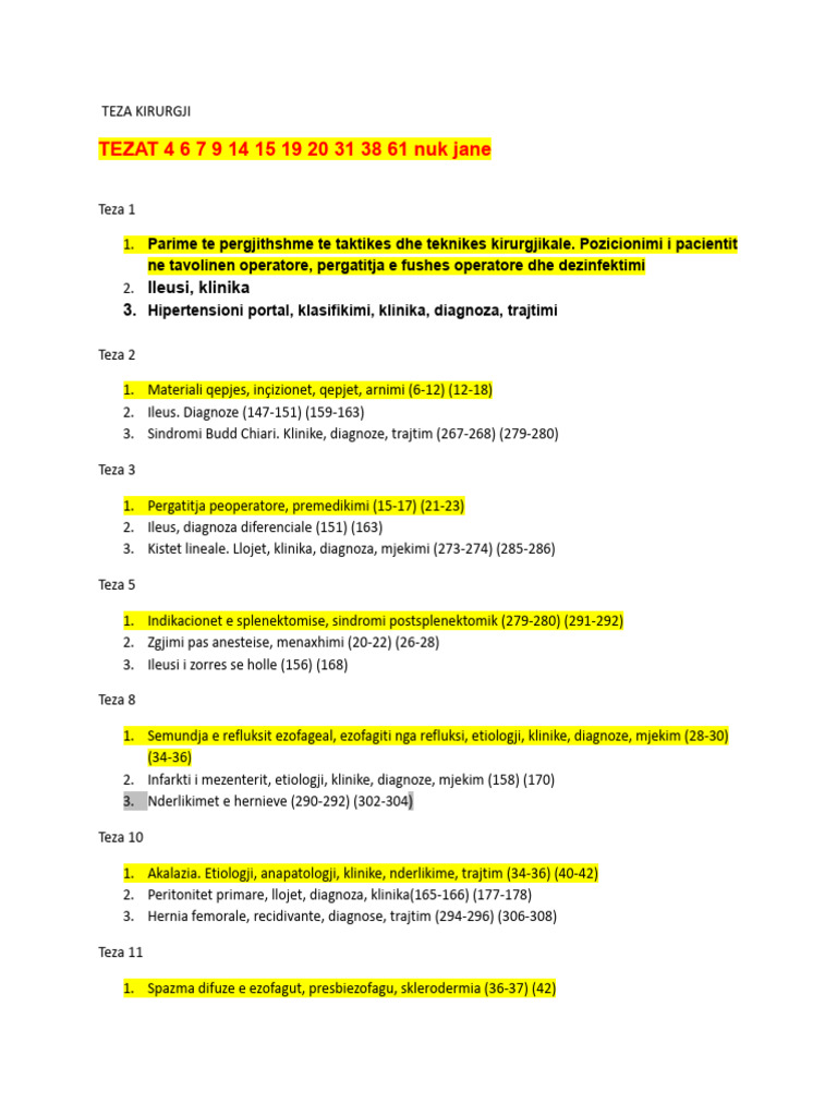 TEZA KIRURGJI Speciale - Docx 2024 | PDF