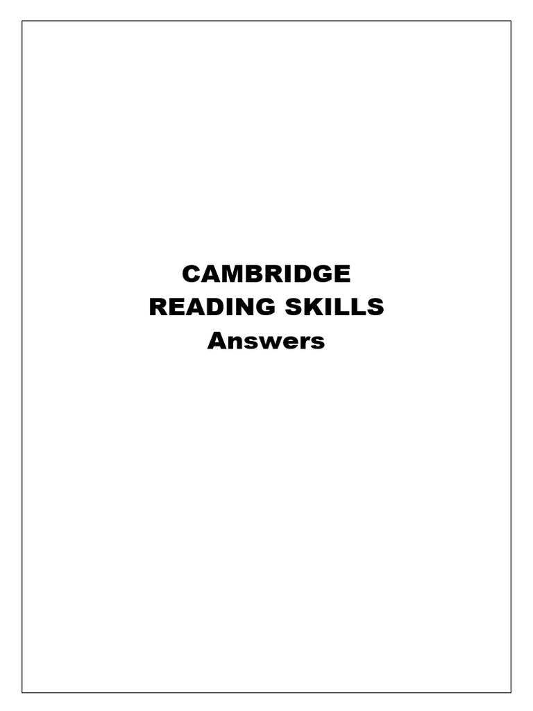 Cambridge Reading Skills Answers | PDF | Vocabulary | Test Of English ...