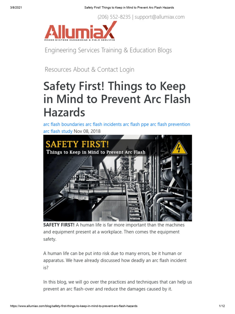 Safety First! Things To Keep in Mind To Prevent Arc Flash Hazards | PDF ...