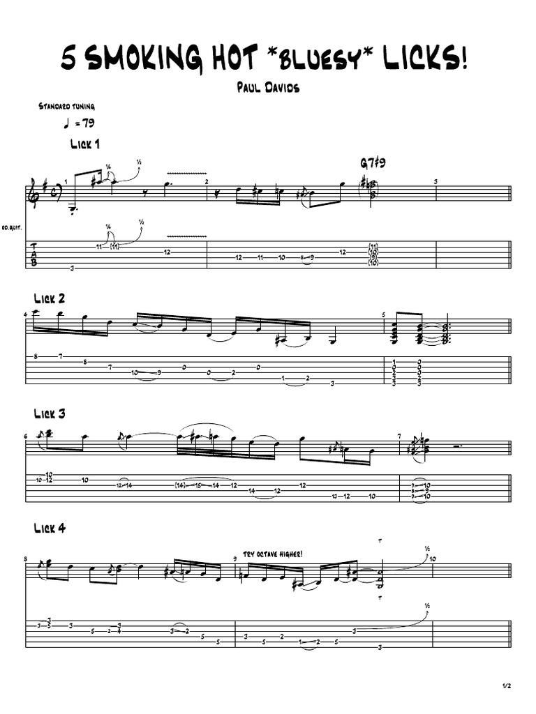 Top 5 Smoking Hot Bluesy Licks | PDF