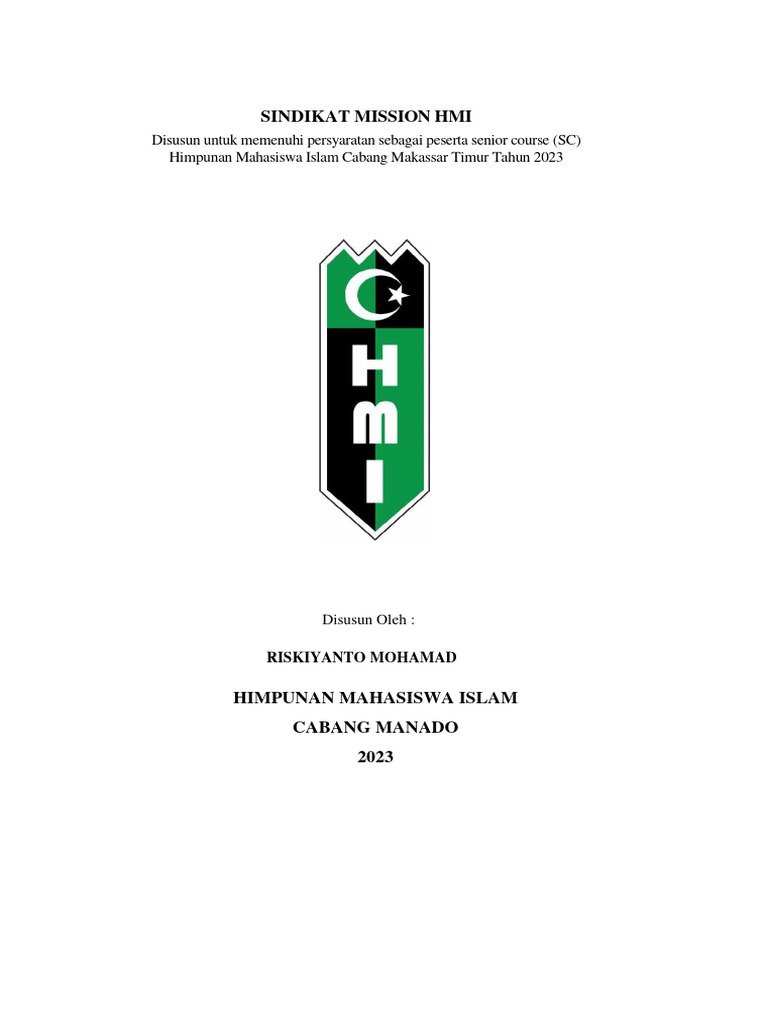Sindikat Mission Hmi Riskiyanto Mohamad | PDF