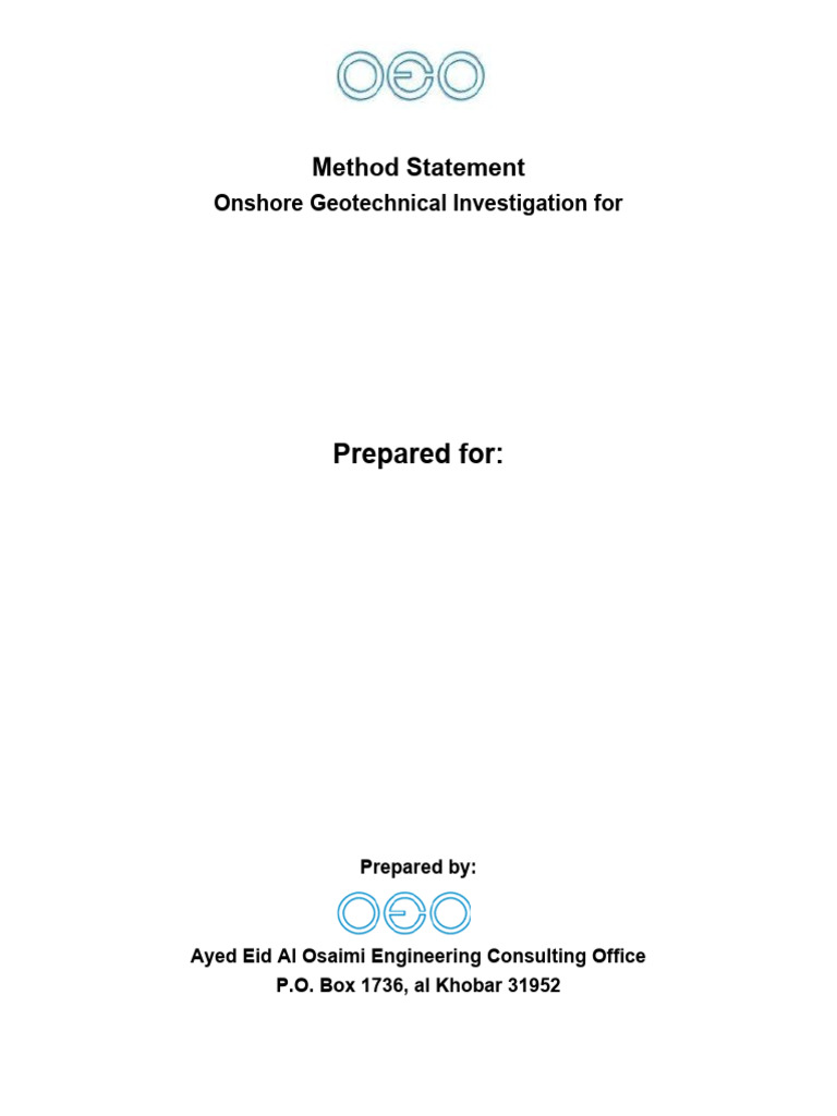 Scope of Work and Method Statement S | PDF | Geotechnical Engineering | Borehole
