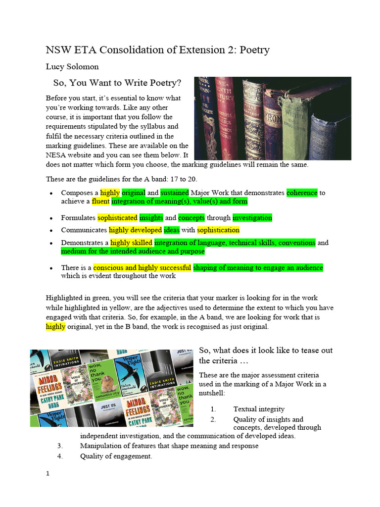 2024 Consolidation of EE2 Poetry Lucy Solomon | PDF | Poetry | Consciousness