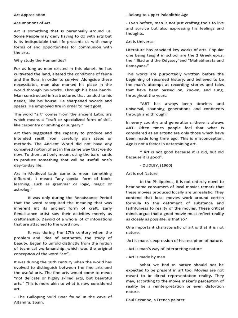 Art Appreciation | PDF | Experience | Paul Cézanne