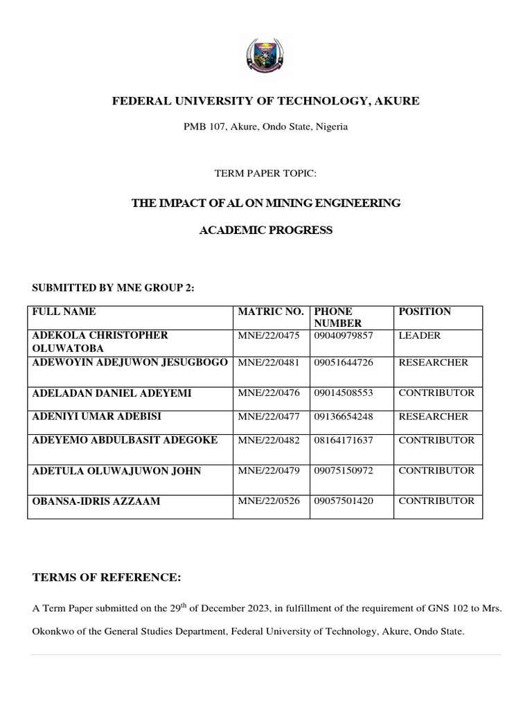 Term Paper For Gns 102 Group 2 Corrected | PDF | Artificial Intelligence | Intelligence (AI ...
