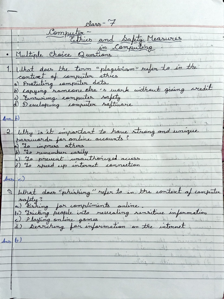 Class7 Computer Ethics and Safety Measures | PDF