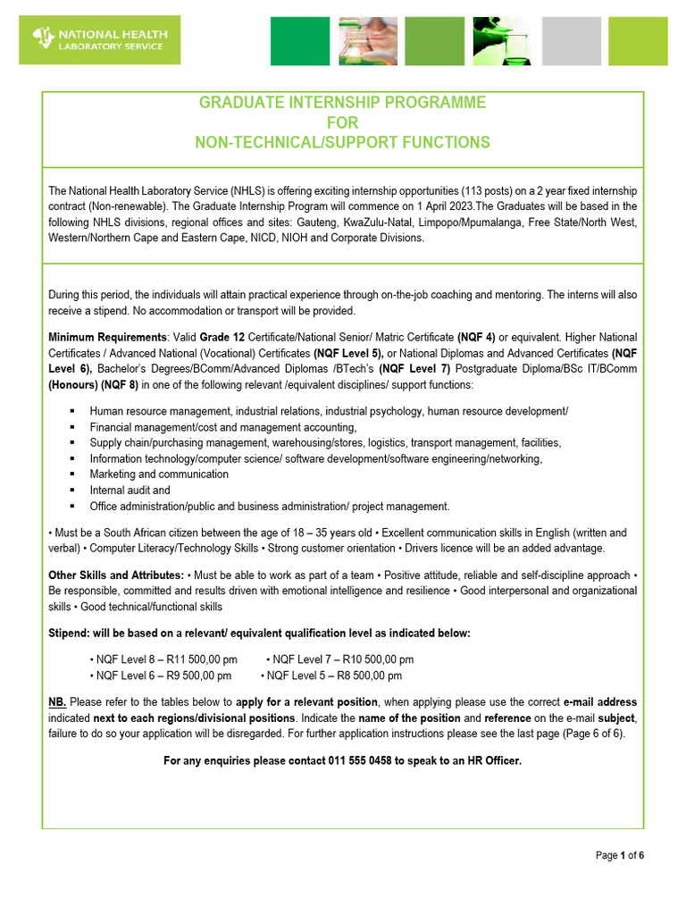 Advert-For Graduate Interns For Non Technical Discipline | PDF | Human ...