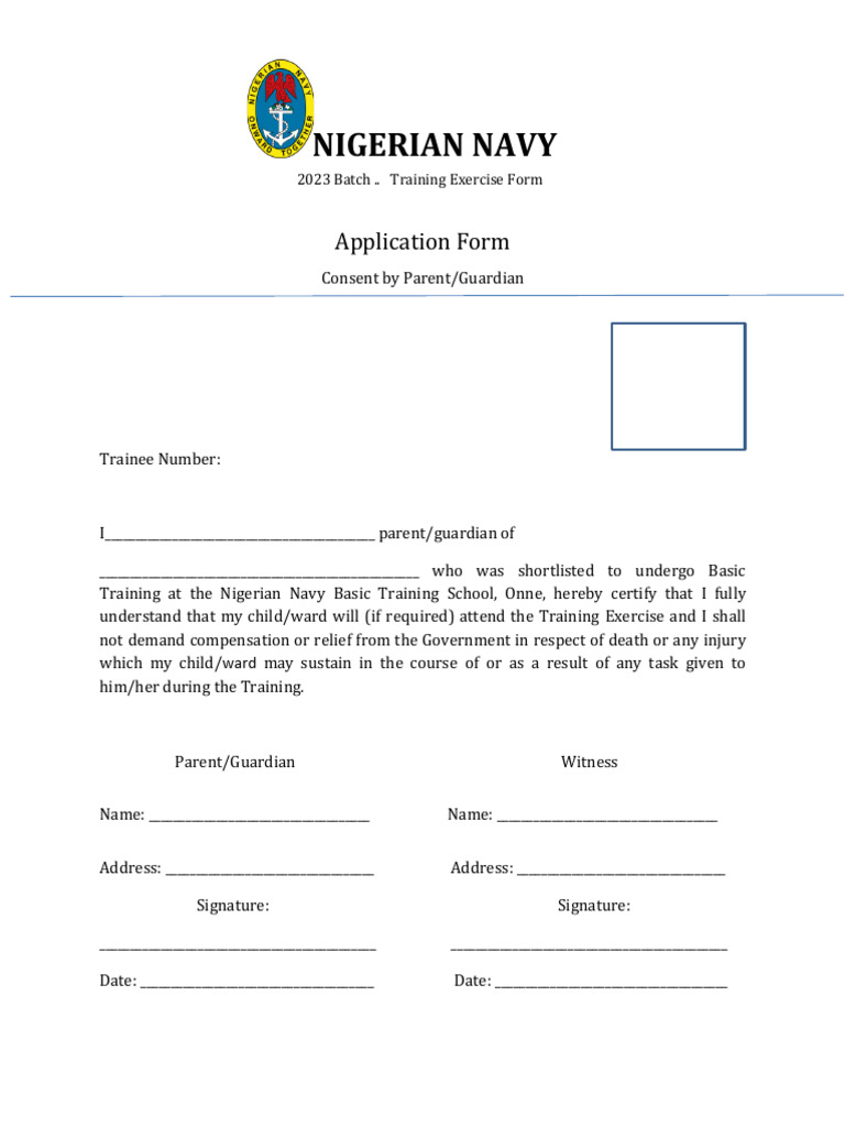 Nigerian Navy 2023 Training Consent Form | PDF | Business | Finance ...