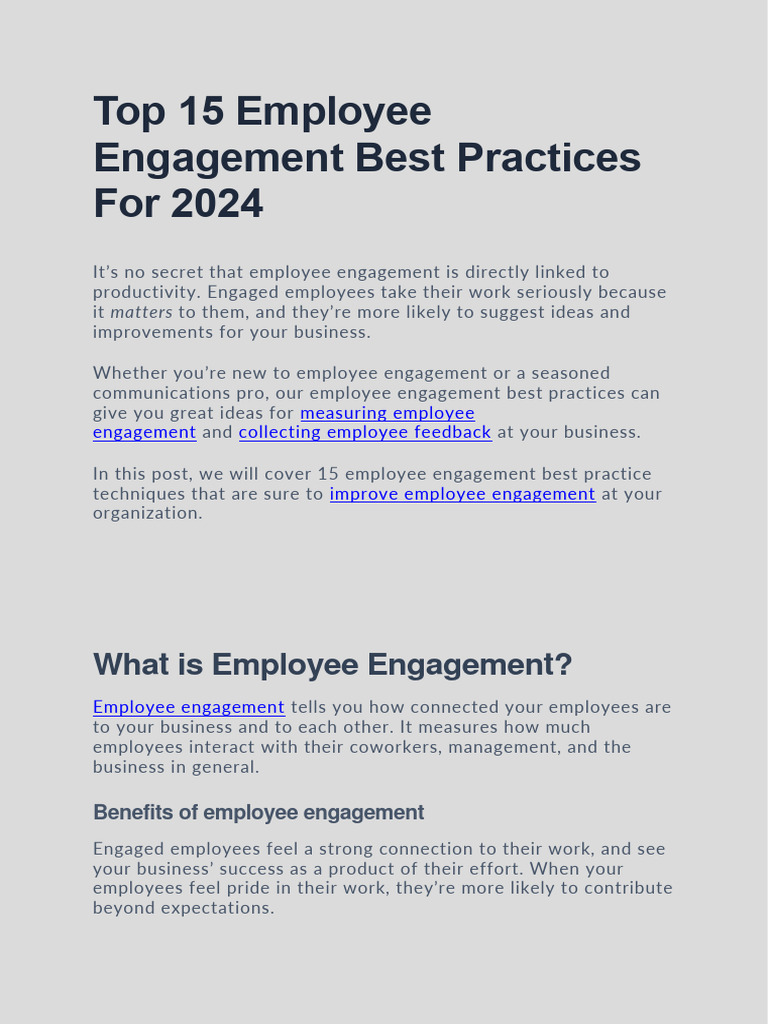 Top 15 Employee Engagement Best Practices for 2024 | PDF | Employment | Gmail